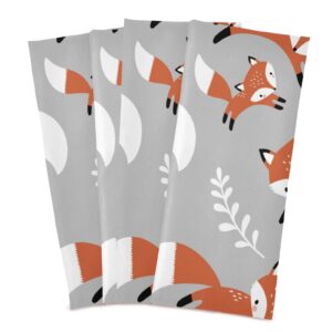 xigua Fox Kitchen Towels Set of 4, Soft Absorbent Drying Dishcloths Dish Towels with Hanging Loop for Kitchen Bathroom Bar Home Decor, 18 x 28 Inch