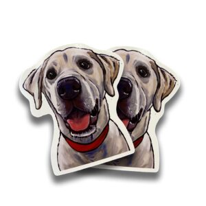 yellow lab sticker (pair of 2), cute labrador vinyl sticker, yellow lab sticker for car or laptop