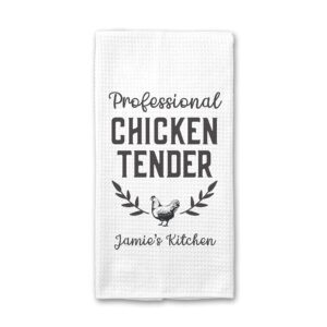 CANARY ROAD Personalized Professional Chicken Tender Gift, Kitchen Towel Waffle Weave, Chicken Lover Gift, Chicken Lady Decor, Farmhouse Decor, Backyard Farmer Gift, Chicken Mom Gift