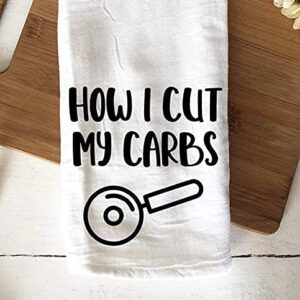 Handmade Funny Kitchen Towel - Funny Kitchen Puns Hand Towel for Pizza Lovers How I Cut My Carbs - 28x28 Inch Perfect for Chef Housewarming Christmas Mother's Day Birthday Gift (How I Cut My Carbs)