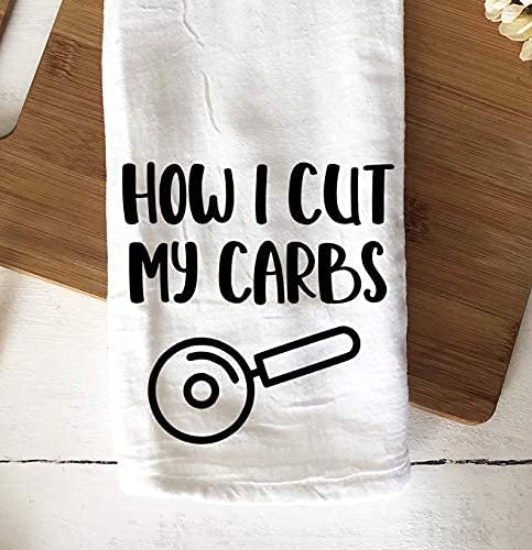 Handmade Funny Kitchen Towel - Funny Kitchen Puns Hand Towel for Pizza Lovers How I Cut My Carbs - 28x28 Inch Perfect for Chef Housewarming Christmas Mother's Day Birthday Gift (How I Cut My Carbs)