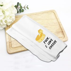 PXTIDY Funny Cheese Kitchen Towel Fuck I Love Cheese Flour Sack Towel Kitchen Dish Towel Sweet Housewarming Gift Cheese Lover Gift