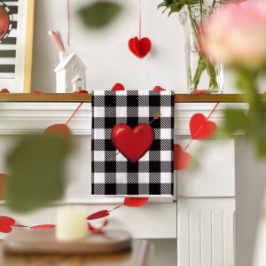 Artoid Mode Buffalo Plaid Arrow Heart Love You More Love You Most Valentine's Day Home Kitchen Towels, 18 x 26 Inch Holiday Ultra Absorbent Drying Cloth Dish Towels for Cooking Baking Set of 2