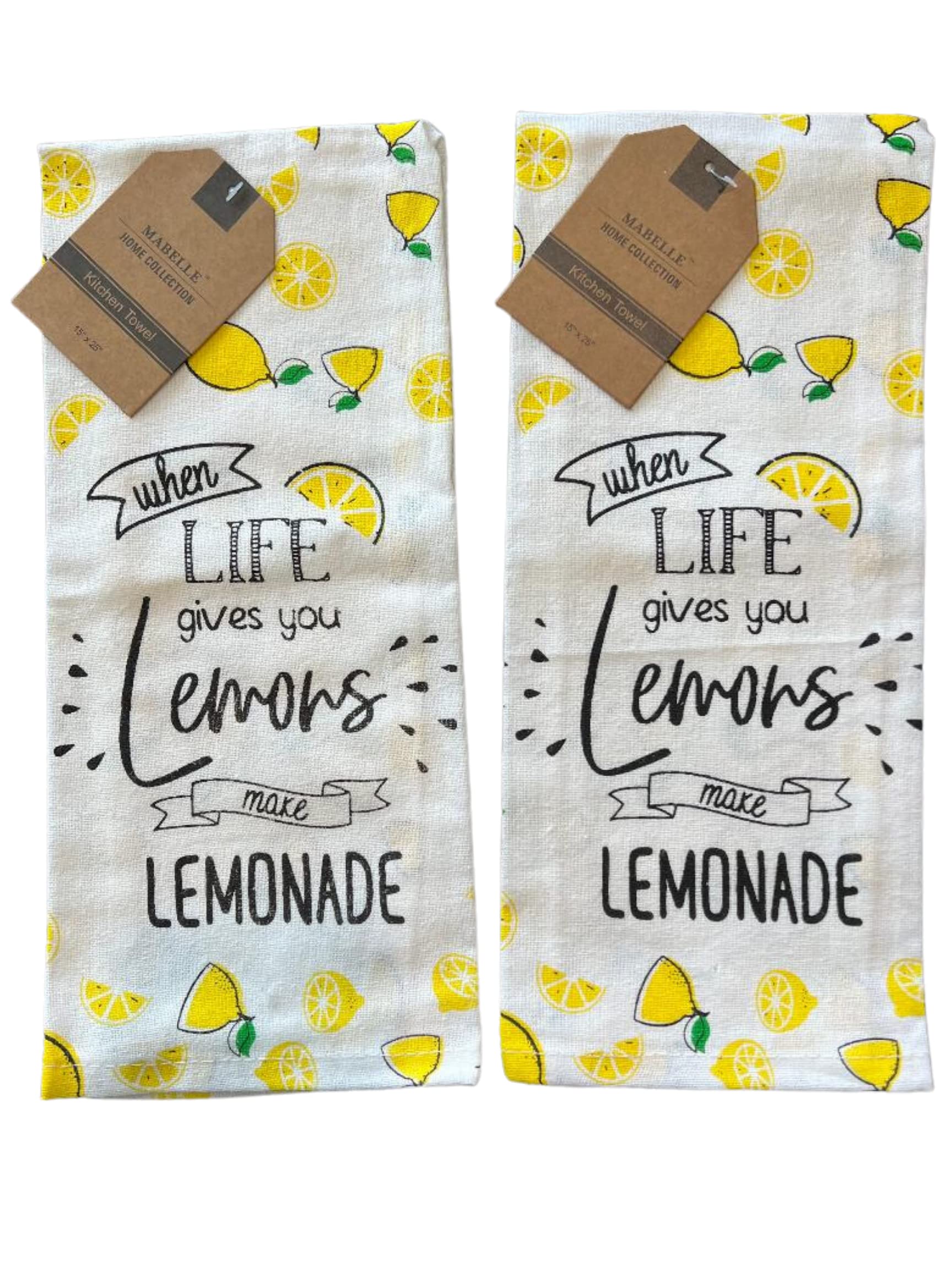 Lunch Money Set of 2 Lemons Themed Kitchen Towels Hand Towels Spring Towels Summer Towels - When Life Gives You Lemons Make Lemonade Towels