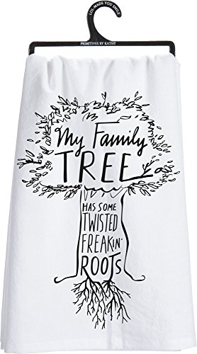 Primitives by Kathy 26945 LOL Made You Smile Dish Towel, 28-Inches Square, My Family Tree