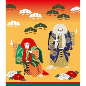 Nawrap Printed Dishcloth, Made in Japan, Durable and Absorbent, Traditional Kabuki Print