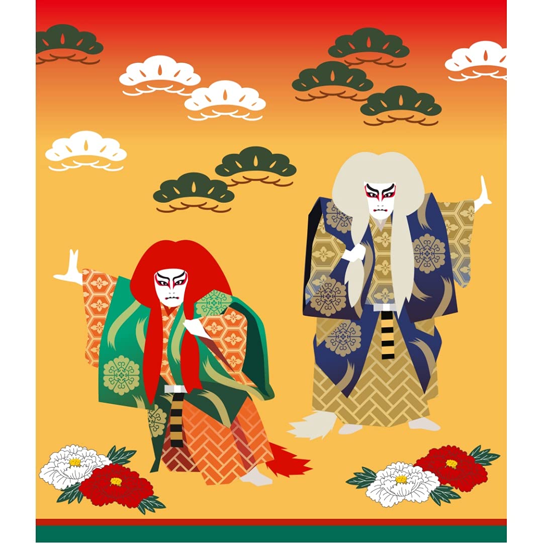 Nawrap Printed Dishcloth, Made in Japan, Durable and Absorbent, Traditional Kabuki Print