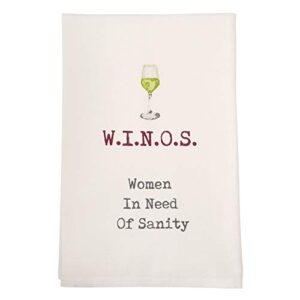 Mud Pie Wine Hand (Winos) Dish Towel, White