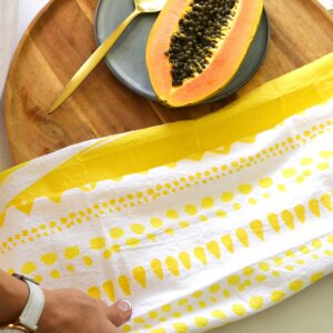 Liberté + ME 100% Cotton Tea Towels (Set of 3) Large 26 x18 in with Hanging Loop. Decorative, Tropical-Themed, Yellow Kitchen Towels!