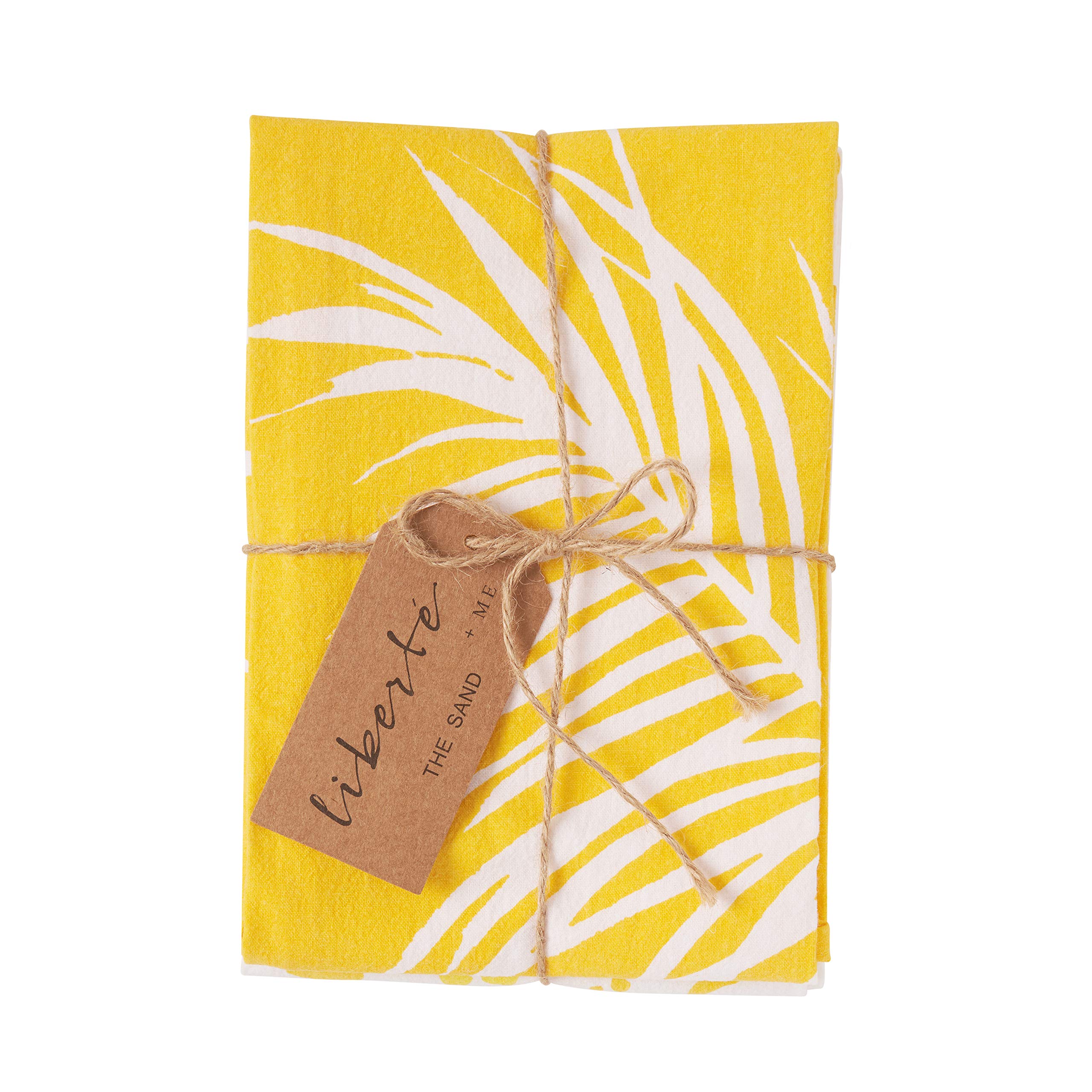 Liberté + ME 100% Cotton Tea Towels (Set of 3) Large 26 x18 in with Hanging Loop. Decorative, Tropical-Themed, Yellow Kitchen Towels!