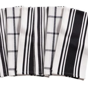 KAF Home Kitchen Towels, Set of 6, Black & White, 100% Cotton, Machine Washable, Ultra Absorbent