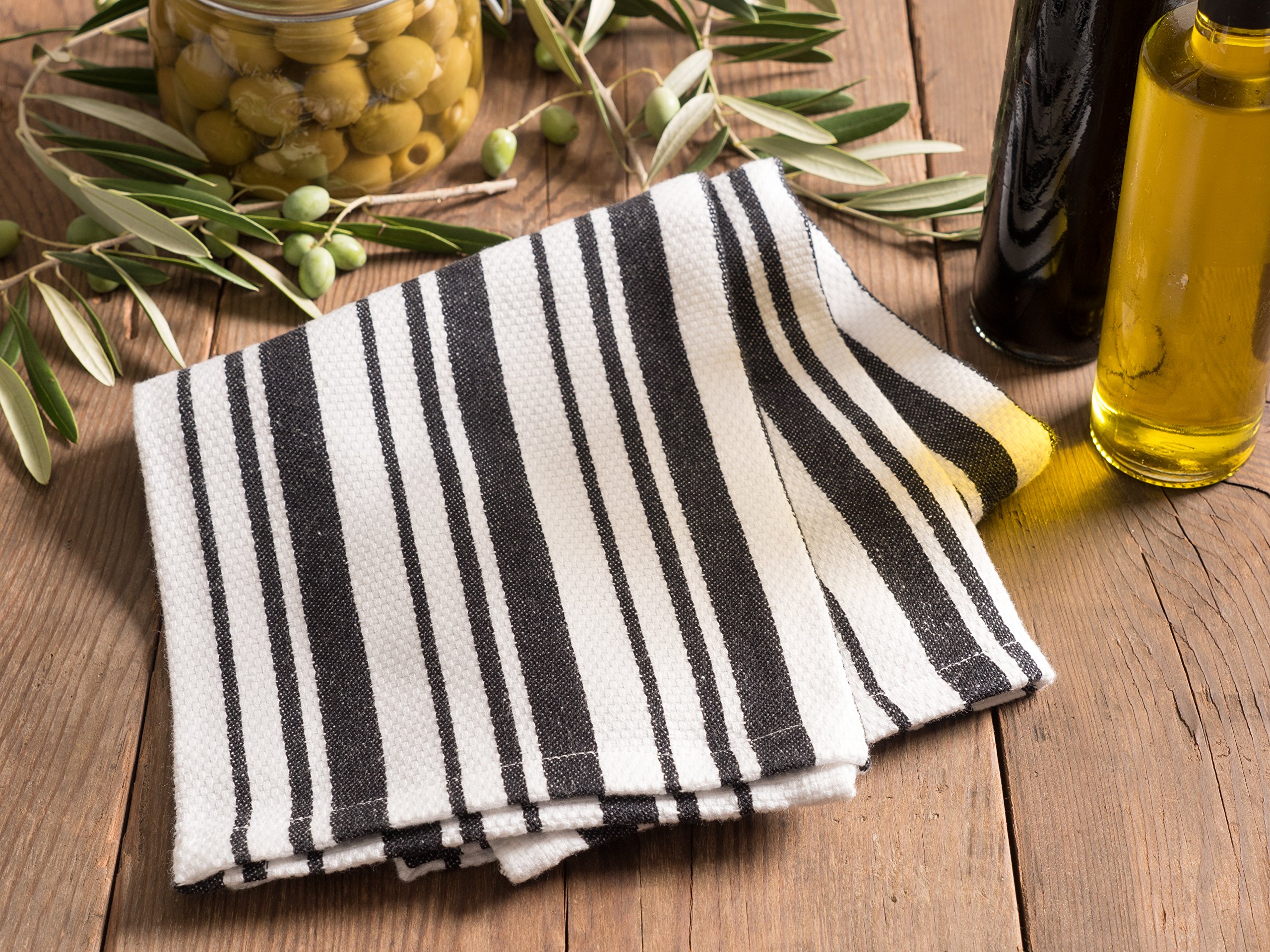 KAF Home Kitchen Towels, Set of 6, Black & White, 100% Cotton, Machine Washable, Ultra Absorbent