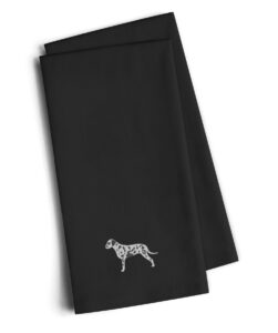 caroline's treasures bb3383bktwe dalmatian black embroidered towel set of 2 decorative bathroom guest hand towel for hand, face, tea, dishcloth, 19 x 25, black