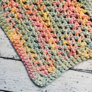 Kitchen Dish Cloths Green Pink Yellow Pastel Cotton Washcloths Set of 3 Handmade Crochet