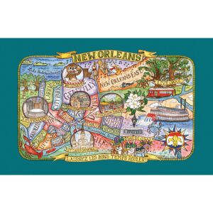 kay dee designs f2170 adventure destinations poster style tea towel, new orleans