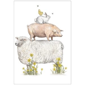 mary lake-thompson spring farm animals cotton flour sack kitchen towel