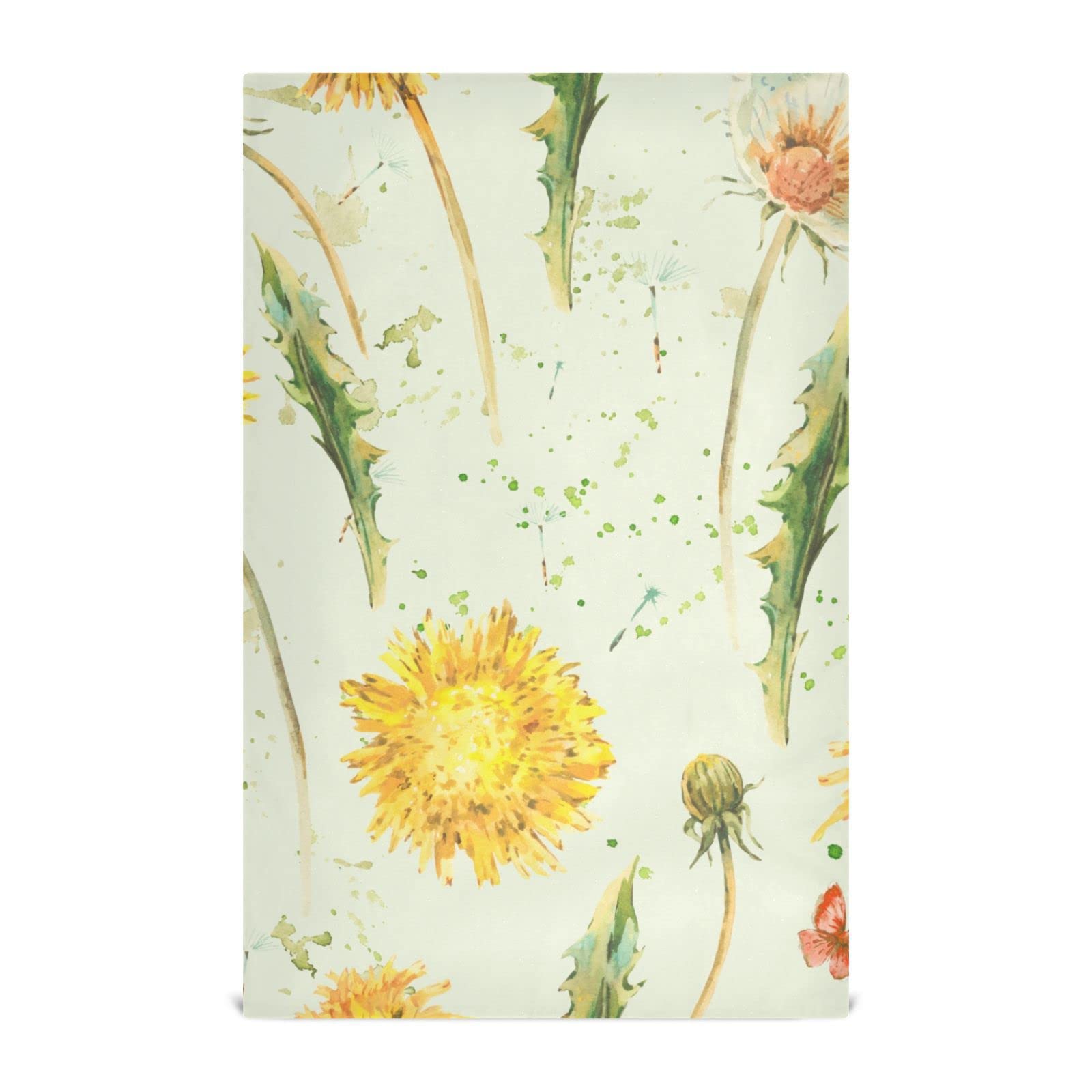 Jihqo Yellow Dandelion Dish Towels for Kitchen Soft Tea Towel Set of 4 Absorbent Dishcloths Hand Towels for Drying Dish Cloths 28" x 18"