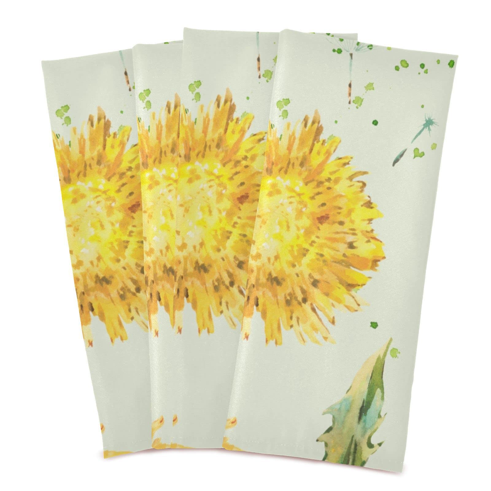 Jihqo Yellow Dandelion Dish Towels for Kitchen Soft Tea Towel Set of 4 Absorbent Dishcloths Hand Towels for Drying Dish Cloths 28" x 18"