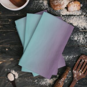 Kitchen Dish Towels 2 Pack-Super Absorbent Soft Microfiber,Ombre Gradient Turquoise Teal to Purple Cleaning Dishcloth Hand Towels Tea Towels for Kitchen Bathroom Bar