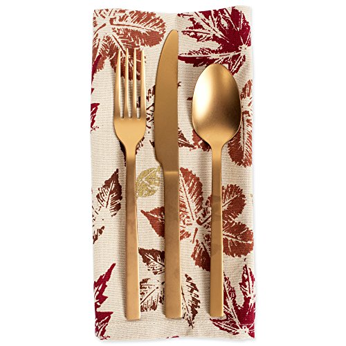 DII Rustic Autumn Leaves Kitchen Collection Thanksgiving & Fall Table Décor, Napkin Set, 20x20, 6 Piece