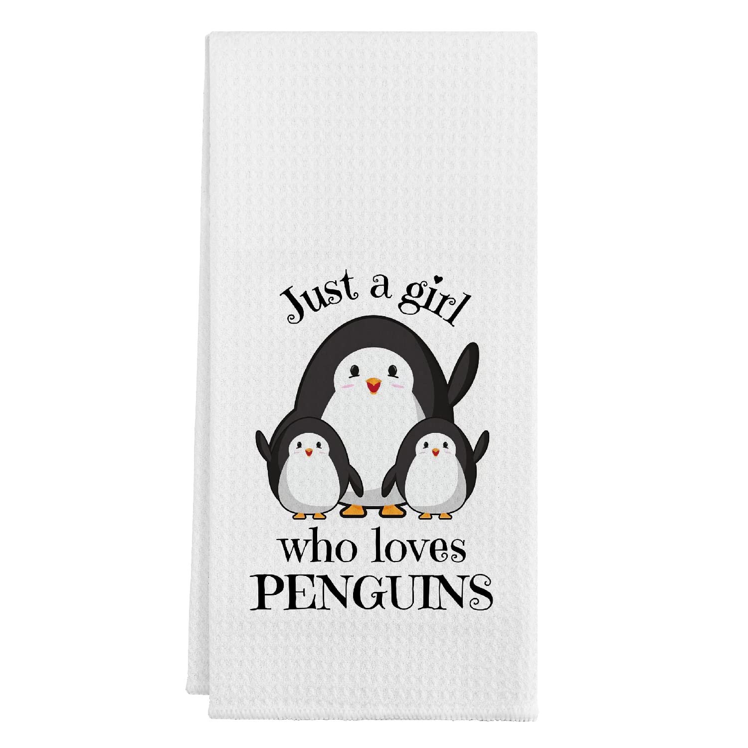 Just A Girl Who Loves Penguins Cute Penguin Kitchen Towels，Cotton Modern 24 X 16 Inches Dish Towels Dishcloths, Dish Cloth Flour Sack Hand Towel for Farmhouse Kitchen Decor,Penguin Lovers Girls Gifts