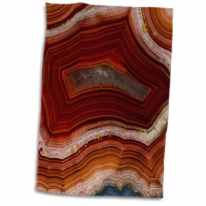 3D Rose Banded Agate-Rust Colored Hand Towel, 15" x 22", Multicolor