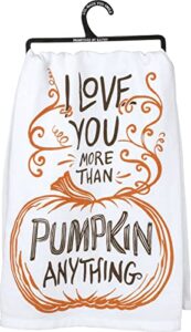 primitives by kathy dish towel-pumpkin, 28x28 inches, white, orange