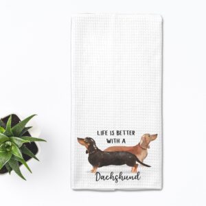 Watercolor Life is Better with a Dachshund Microfiber Kitchen Tea Bar Towel Gift for Animal Dog Lover