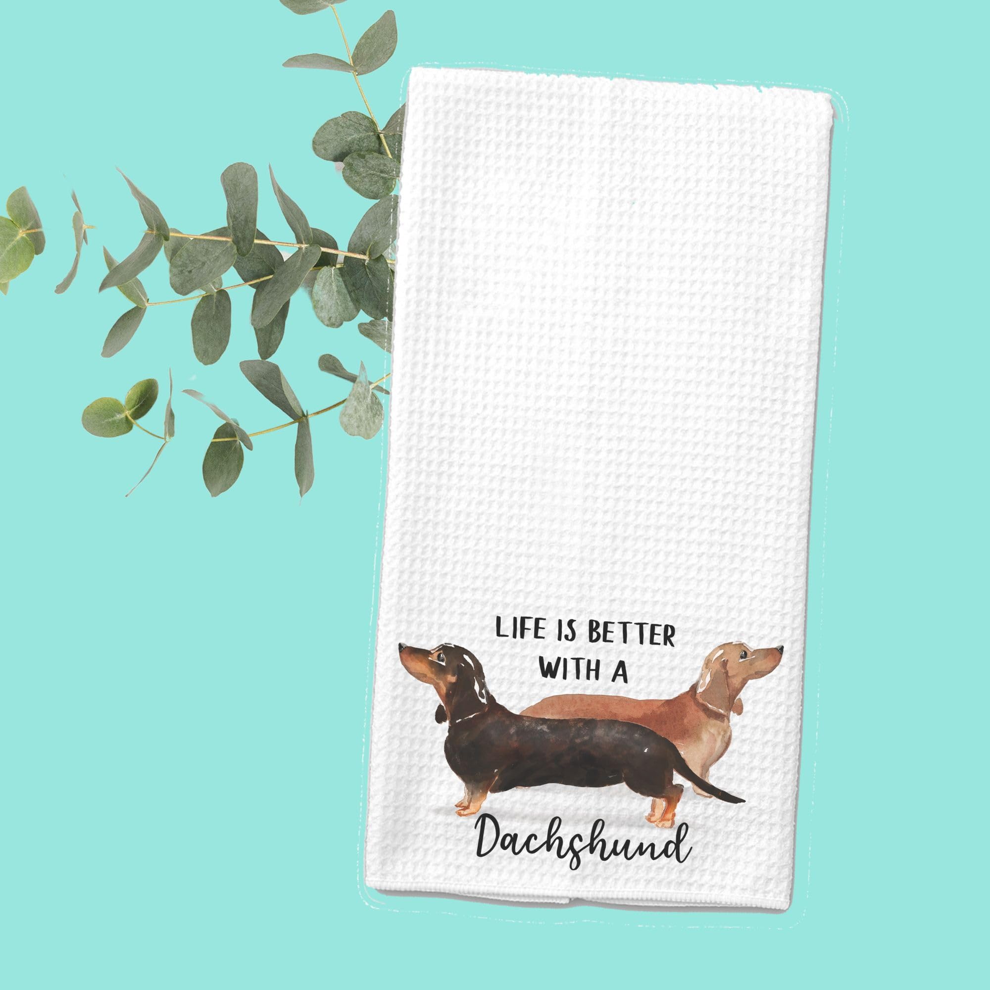 Watercolor Life is Better with a Dachshund Microfiber Kitchen Tea Bar Towel Gift for Animal Dog Lover