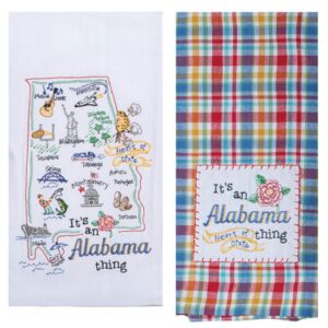 DHE 2 Piece Kay Dee Home State of Alabama Embroidered Kitchen Towel Bundle, Multicolored