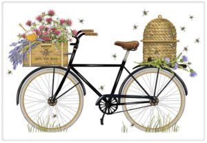 mary lake thompson flour sack towel designed bike with beehive, honey