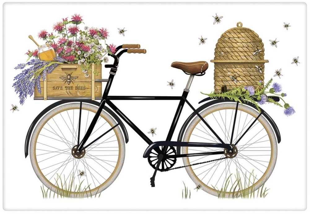 Mary Lake Thompson Flour Sack Towel Designed Bike with Beehive, Honey