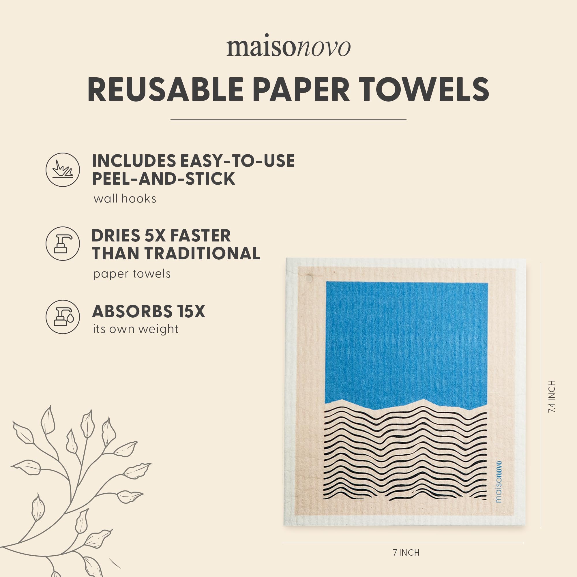 MAISONOVO Swedish Dishcloths | Swedish Dish Towels - Abstract Docle(A) Pack of 2 | Reusable Paper Towels | Reusable Dishcloths | Swedish Dishcloths for Kitchen