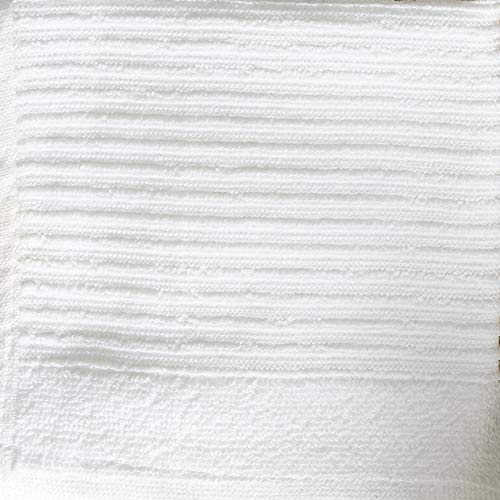 J&M Home Fashions, Cotton Ribbed Terry Dish Towels, Ultra Absorbent, Set of 6. 12x12, Gray/White