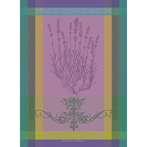 Garnier Thiebaut French Jacquard Kitchen Towels 100% Cotton Herbs and Flowers Collection (Lavande Mauve)