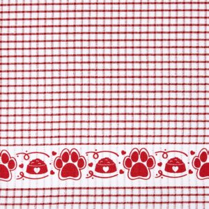 Cackleberry Home Paw Prints Terrycloth Kitchen Towels Windowpane Check Fabric, Set of 4 (Red)