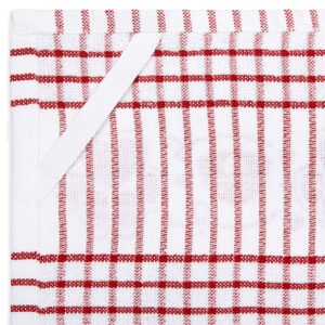 Cackleberry Home Paw Prints Terrycloth Kitchen Towels Windowpane Check Fabric, Set of 4 (Red)