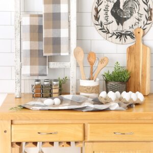 DII Tri-Color Check Collection Kitchen, Dishtowel Set, Stone, 3 Piece