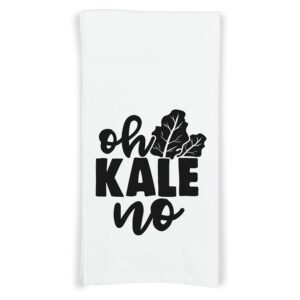 Oh Kale No Flour Sack Kitchen Towel with Hanging Loop - Funny Cute Vegetable Pun Dish Cloth Housewarming Hostess Birthday Christmas Veggie Lover Gift