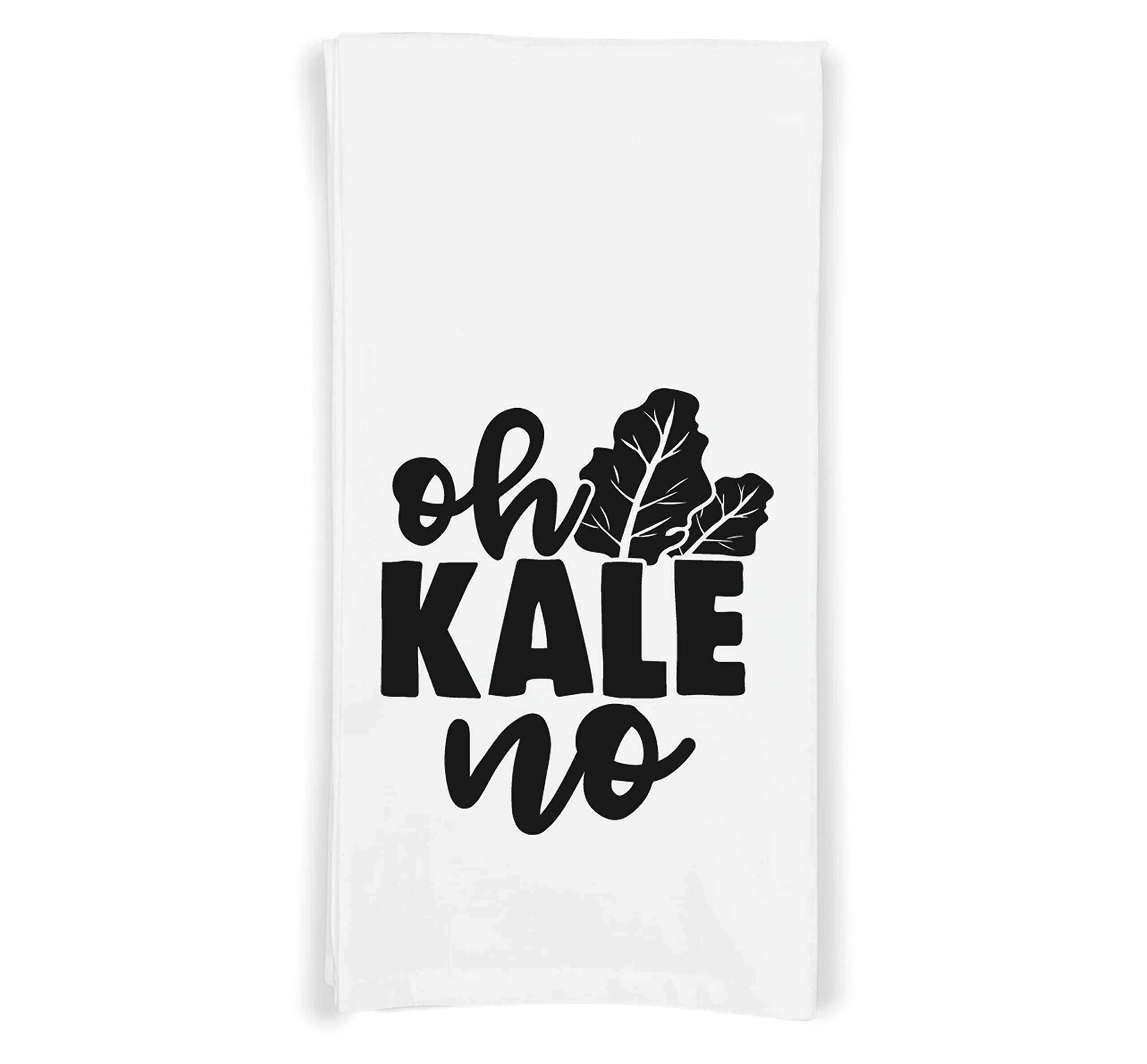 Oh Kale No Flour Sack Kitchen Towel with Hanging Loop - Funny Cute Vegetable Pun Dish Cloth Housewarming Hostess Birthday Christmas Veggie Lover Gift