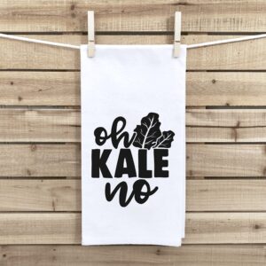 Oh Kale No Flour Sack Kitchen Towel with Hanging Loop - Funny Cute Vegetable Pun Dish Cloth Housewarming Hostess Birthday Christmas Veggie Lover Gift