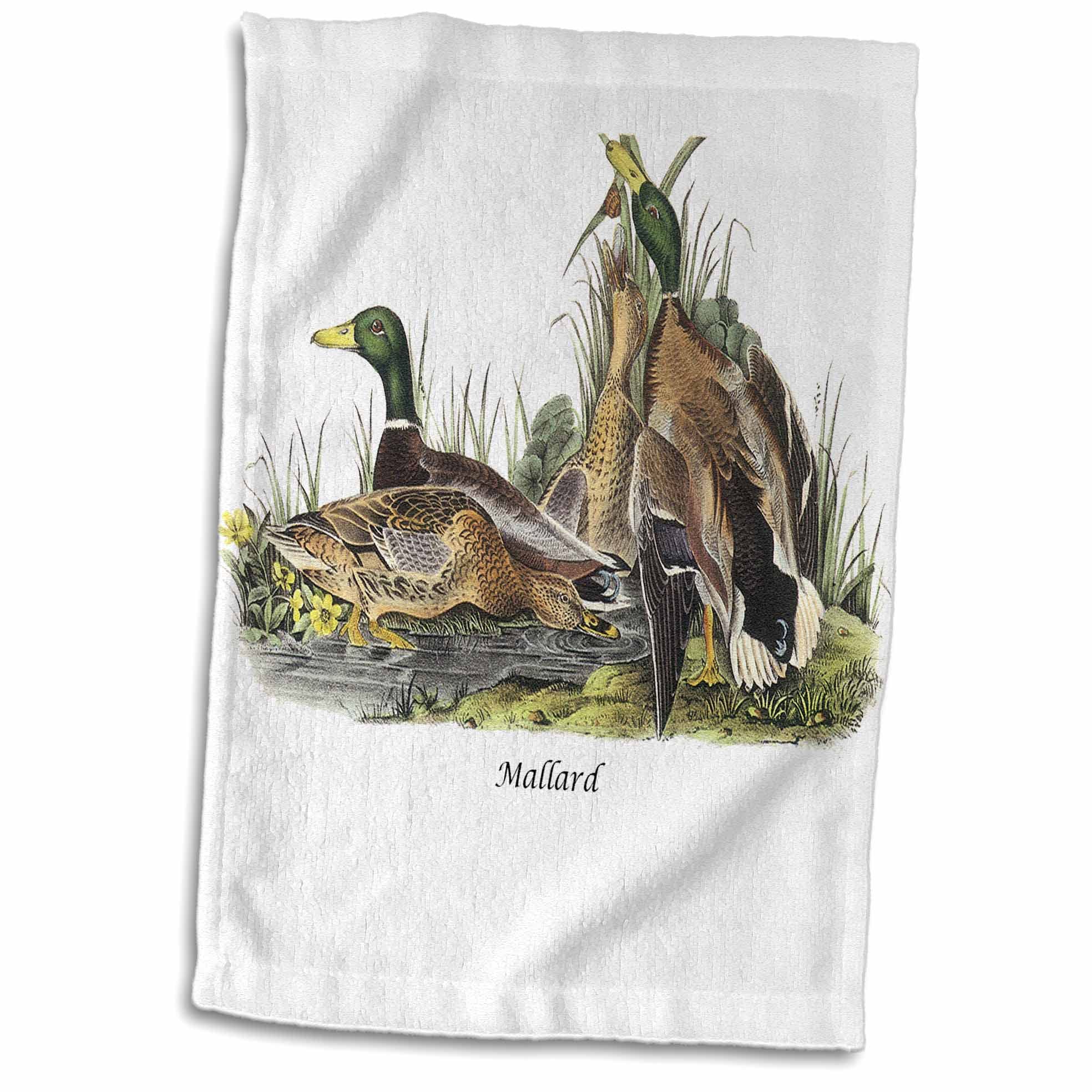 3D Rose Mallard Duck by John James Audubon Hand/Sports Towel, 15 x 22