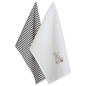 dii christmas tea towels decorative kitchen dish towel set, 18x28, pop fizz clink!, 2 piece