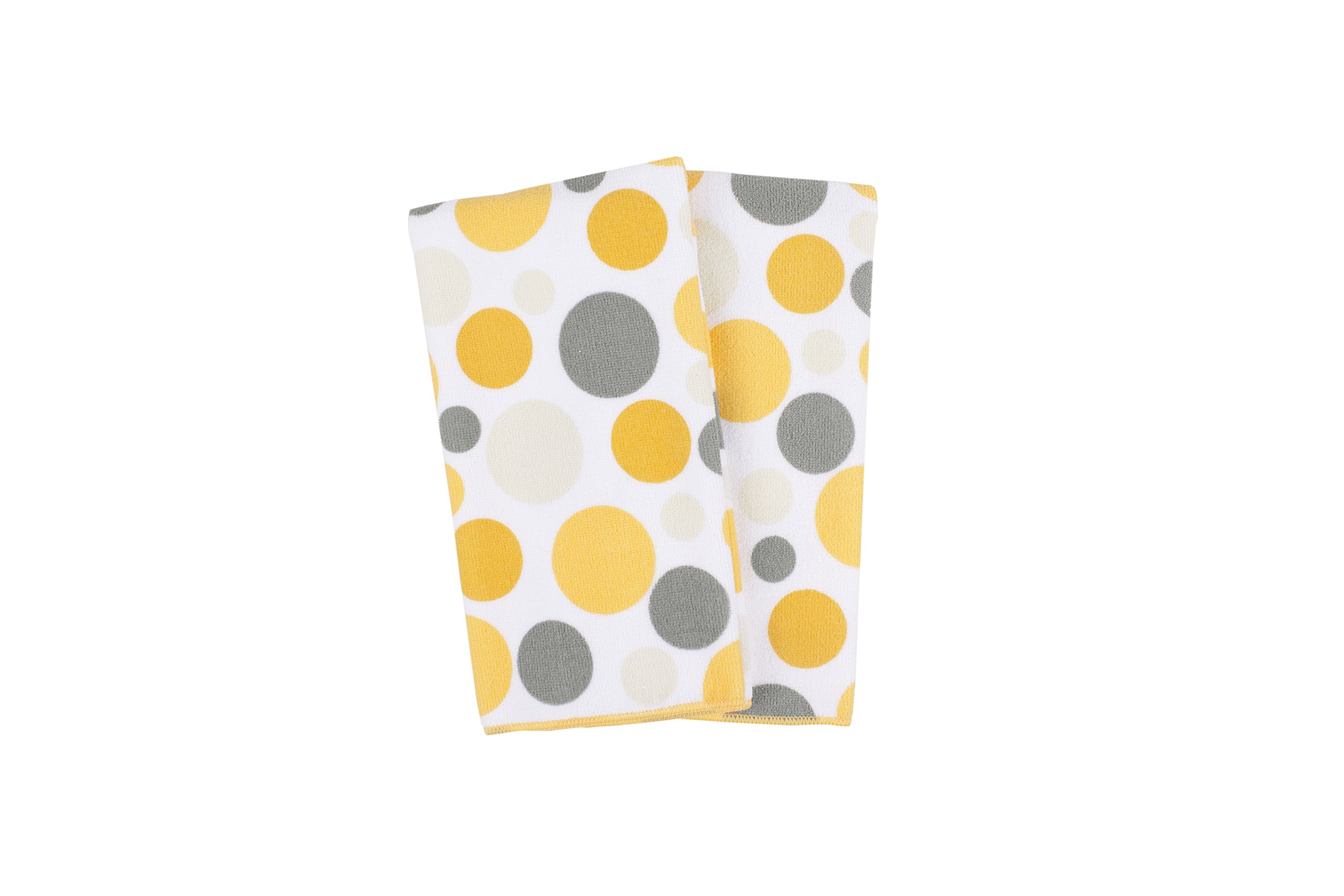 Ritz Royale Collection 100% Polyester Microfiber, Multi-Purpose, Polka Dot Print Kitchen Towel Set, 25" x 16", 2-Pack, Daffodil Yellow