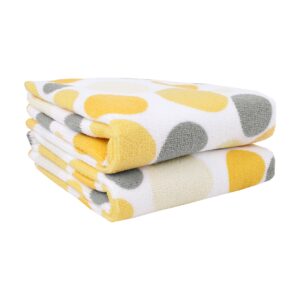 Ritz Royale Collection 100% Polyester Microfiber, Multi-Purpose, Polka Dot Print Kitchen Towel Set, 25" x 16", 2-Pack, Daffodil Yellow