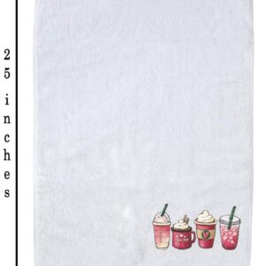 Decorative Kitchen and Bath Hand Towel | Valentines Day Love Coffee Latte | Winter Valentine's Day Themed | White Towel Home Decor Bathe Tea Towels Decorations | House Warming Gift Present