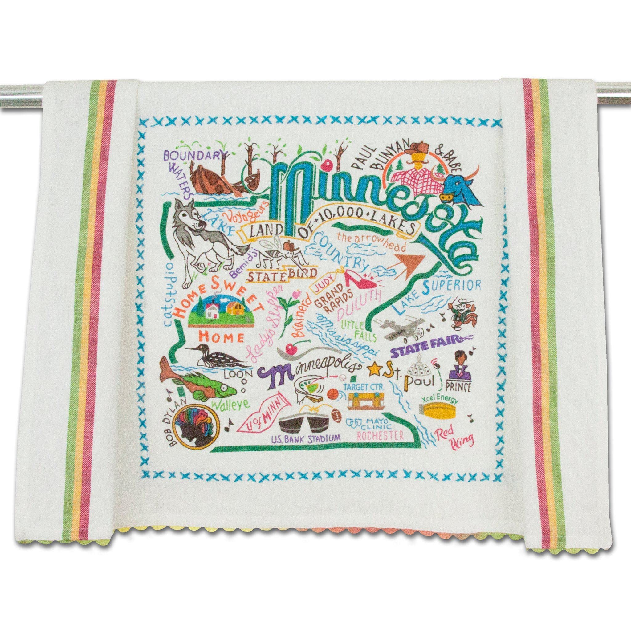 Catstudio Minnesota Dish Towel - U.S. State Souvenir Kitchen and Hand Towel with Original Artwork - Perfect Tea Towel for Minnesota Lovers, Travel Souvenir