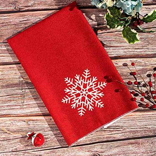 Whaline Red Christmas Kitchen Towel Set, 18" x 28" Santa Claus Snowflake Dishtowels Oversized Tea Dish Towels for Holiday, Home Decor, Gift-Christmas, 4 Pack