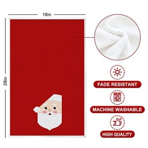 Whaline Red Christmas Kitchen Towel Set, 18" x 28" Santa Claus Snowflake Dishtowels Oversized Tea Dish Towels for Holiday, Home Decor, Gift-Christmas, 4 Pack