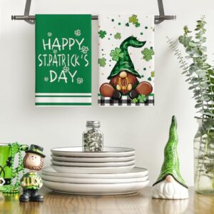 Artoid Mode Lucky Shamrock Gnome Happy St. Patrick's Day Kitchen Towels Dish Towels, 18x26 Inch Seasonal Decoration Hand Towels Set of 4